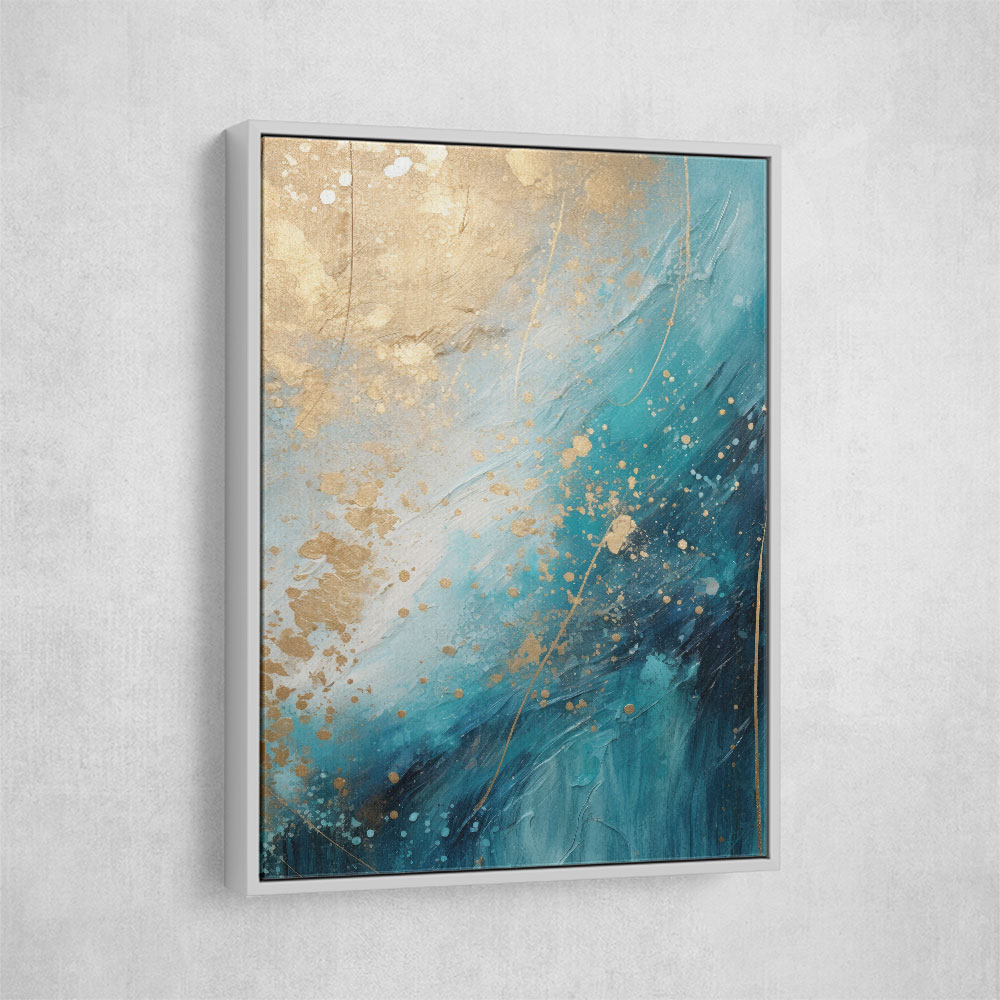 Turquoise Gold Abstract Wall Art